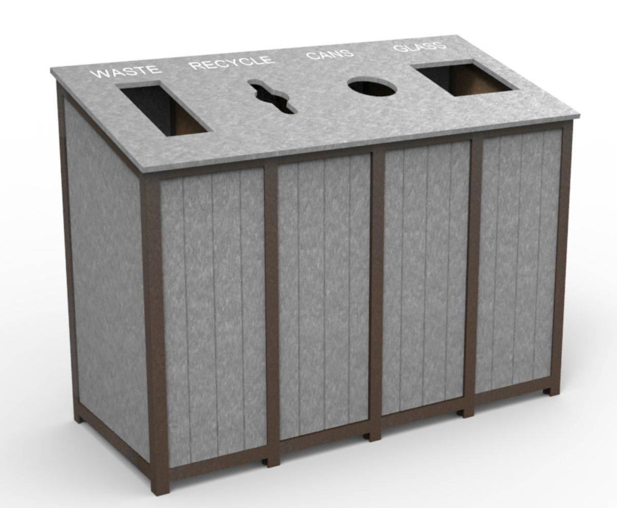 Quad Bin Top Load Recycling Station | Site Essentials