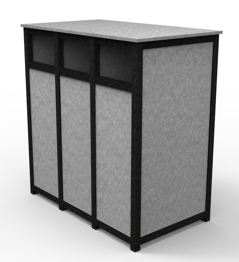 Triple Bin Front Load Recycling Station | Site Essentials