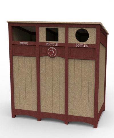 Triple Bin Front Load Recycling Station | Site Essentials